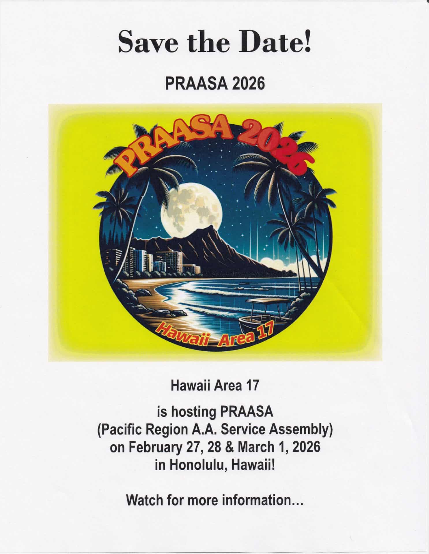PRAASA 2026 (In-Person) | SCV Central Office of Alcoholics Anonymous